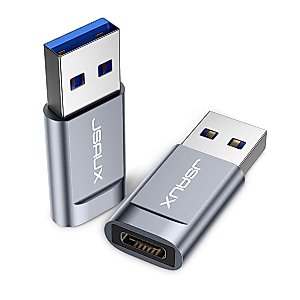 JSAUX USB-C to USB 3.0 Adapter(2 Pack), Type-C Female to USB-A Male Adapter, USB C 3.1/3.0 Converter Support Data Transfer & Stable Charging for Laptop, Chargers, Power Bank, iPhone 15 14 13 12