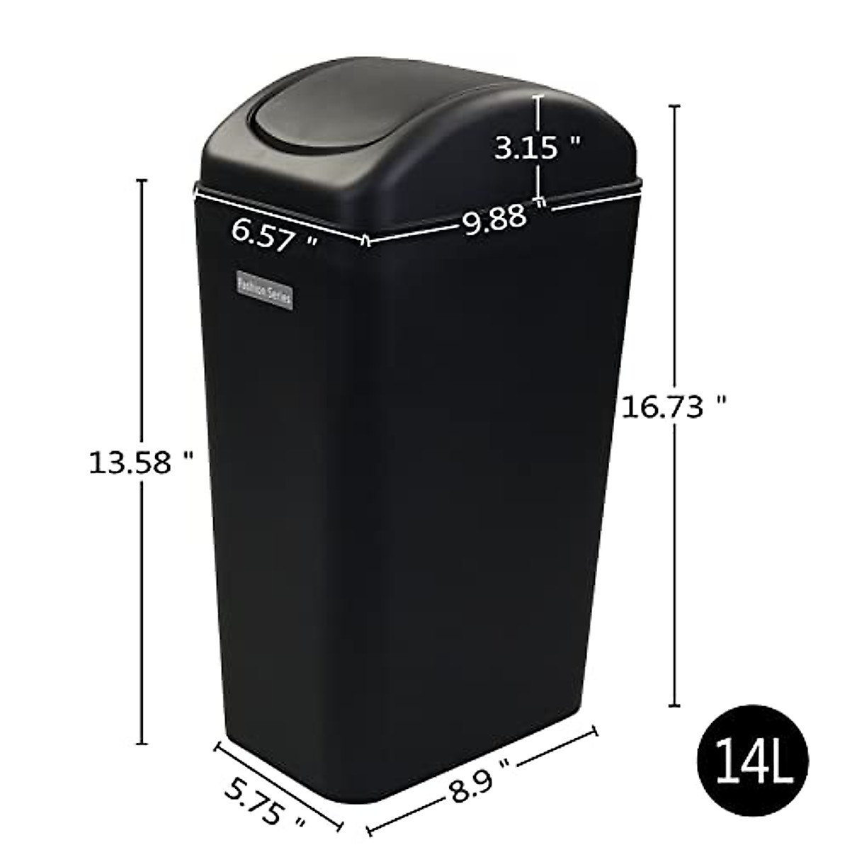 Doryh 12 L Plastic Trash Can, Kitchen Garbage Can with Swing Lid, 2 Packs