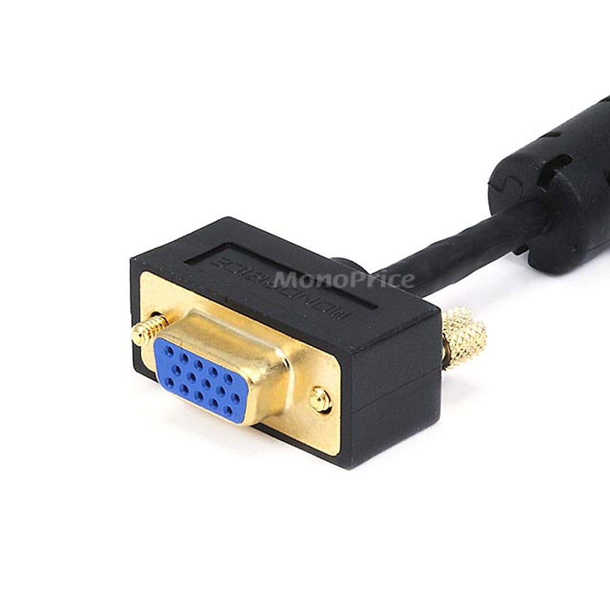 Monoprice Ultra Slim SVGA Super VGA M/F Monitor Cable - 25 Feet With Ferrites | 30/32AWG, Gold Plated Connector