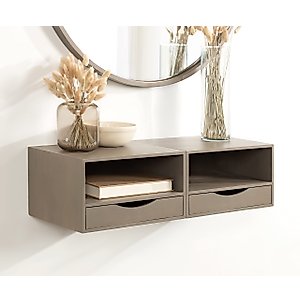 Kate and Laurel Hutton Modern Floating Shelf and Side Table, 12.5 x 10 x 7, Gray, Modern Farmhouse Floating End Table with Graywash Finish for Storage and Display
