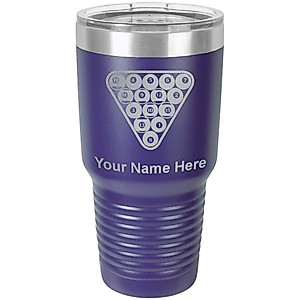 LaserGram 30oz Vacuum Insulated Tumbler Mug, Billiard Balls, Personalized Engraving Included (Dark Purple)