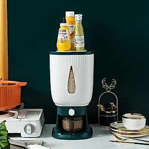 Saim Upgrade Rice Dispenser 20 Lbs, Food Grain Storage Container Cereal Dispenser Transparent Visible Sealed Storage Box with Lid for Kitchen Organization and Storage Rice and Cereal,Beans - Green