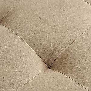 Casa AndreaMilano 3 Piece Microfiber and Faux Leather Sofa and Ottoman Set, 102" W, Large, Camel