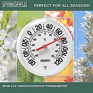 Springfield Big and Bold Thermometer with Mounting Bracket, Indoor Outdoor Thermometer with Large Numbers for Patio, Pool, and Indoor Areas, White