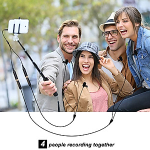 PoP voice 16 Feet Dual-Head Lavalier Microphone with TRRS Y Splitter