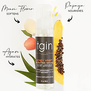 tgin Honey Whip Hydrating Mousse for Natural, Dry, Curly, and Damaged Hair - 8 Oz