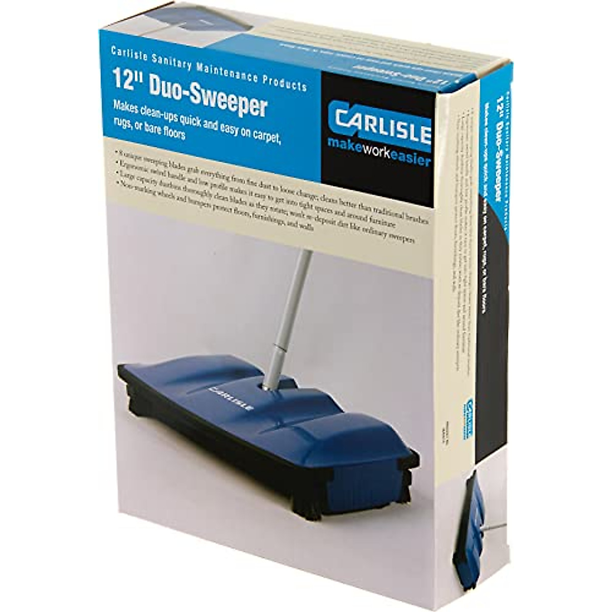 CFS 3640014 Duo-Sweeper ABS Multi-Surface Floor Sweeper, 1/2" Length Brush, 8" Length x 12" Width x 2-1/2" Height, Blue
