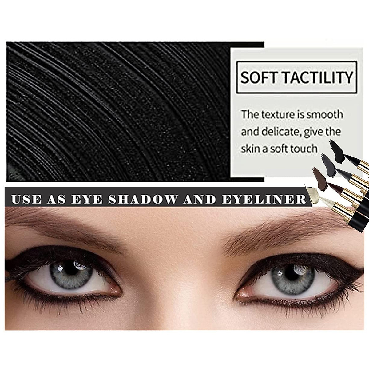 Go Ho Matte Black Gel Eyeliner Stick,Dark Black Eyeliner Gel,Creamy and Smooth Black Gel Eye Liner Makeup for Women,Easy Apply and Remove Eye Black