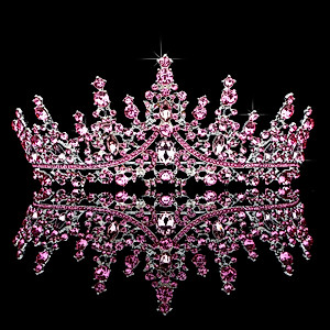 TOBATOBA Tiaras for Women, Pink Crystal Tiara Crowns for Women, Wedding Tiara for Bride Queen Crown, Royal Princess Quinceanera Headpieces for Birthday Prom Pageant Halloween Cosplay Accessories