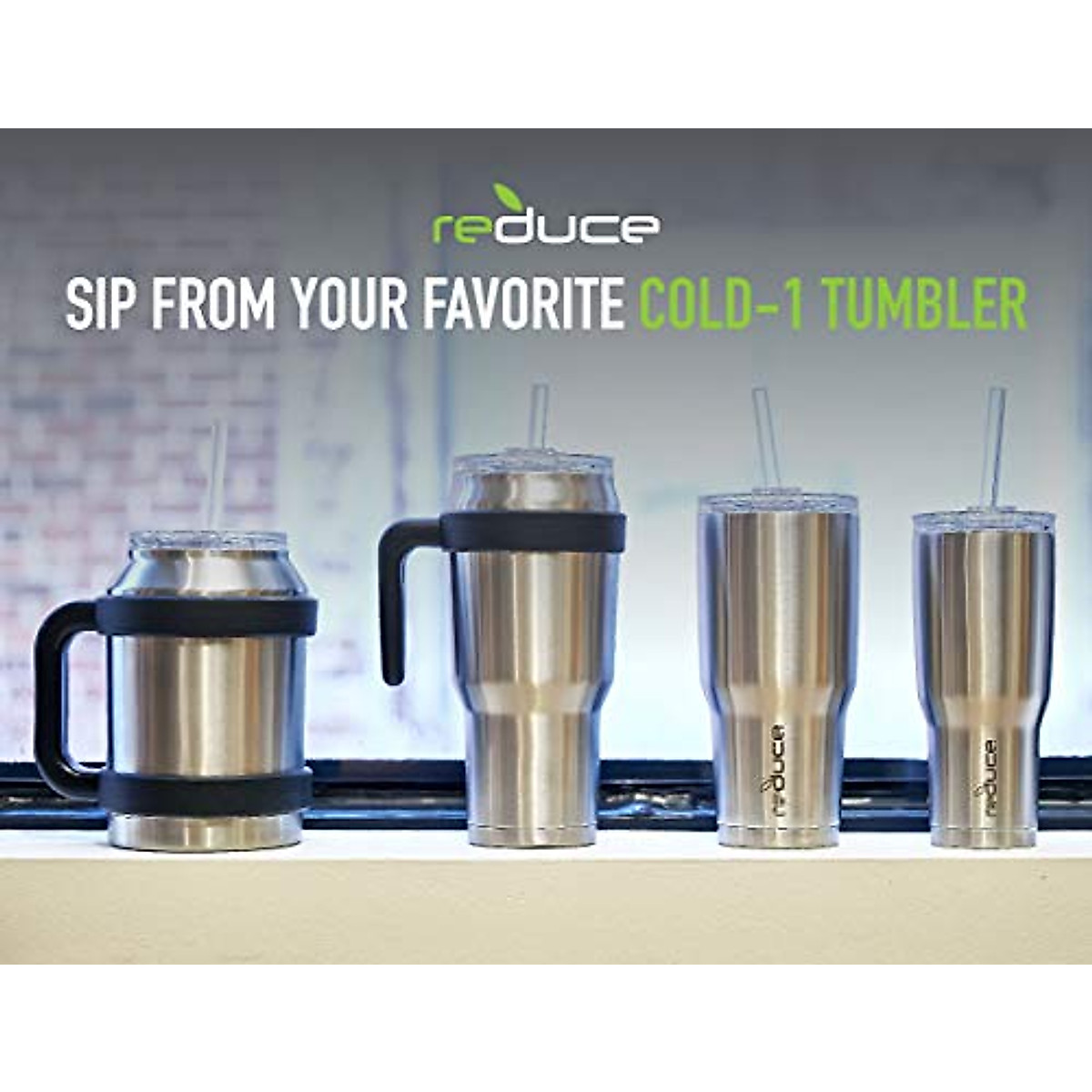 Reduce Reusable Hard Plastic Straws, 4 Pack - Fits 20-40 oz Tumbler Mugs - BPA-Free, Dishwasher Safe, Impact Resistant - Ideal Drinking Straws for Home and Travel