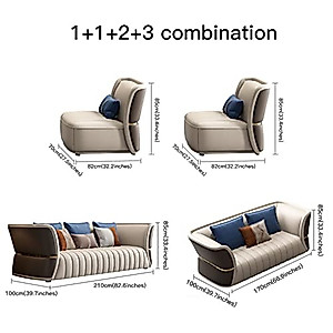 SXNBH Italian Leather Sofa Model House Designer Large Apartment Villa Living Room American Leather Sofa