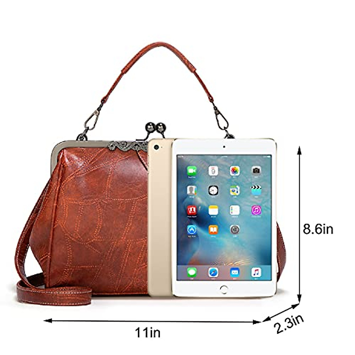 YOUNXSL Women Retro Hollow Oil Wax PU Leather Handbag Multiple Collocations Messenger Bag Handbags Pink