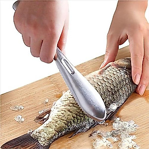 Fish Scaler Manual Stainless Steel Fish Skin Brush Scraping Fishing Scale Brush Graters Fast Remove Fish Cleaning Peeler Fish Scalers Sawtooth Fish Descaler Tool for Family Kitchen, Seafood Markets