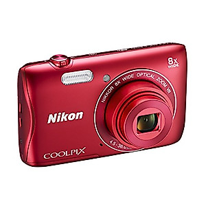Nikon COOLPIX S3700 Digital Camera with 8x Optical Zoom and Built-In Wi-Fi (Red)