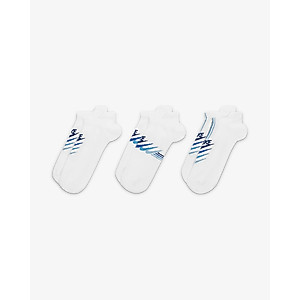 Nike Women`s Everyday Plus Lightweight No Show Training Socks 3 Pack (Medium, Multi-Color(DH5474-905)/W)