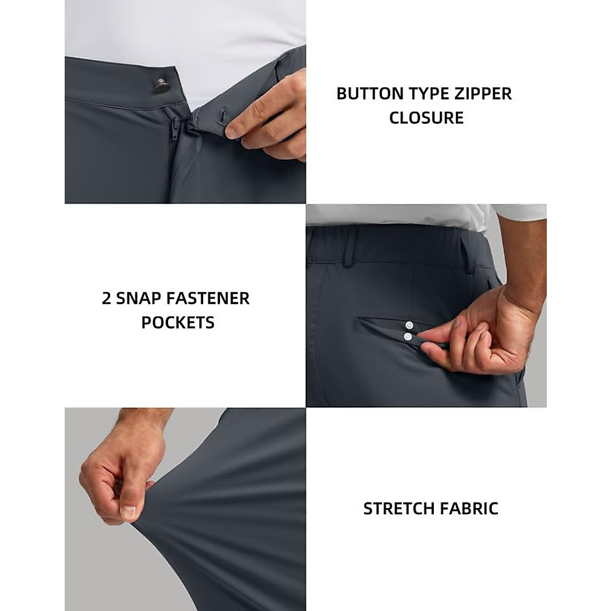 Soothfeel Men's Golf Pants with 5 Pockets Slim Fit Stretch Sweatpants Casual Travel Dress Work Pants for Men (Ink Grey, L)
