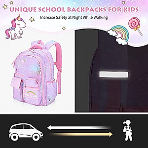 BYXEPA Girls Backpack, School Kids Backpacks, Cute Book Bag with Compartments for Teen Girl Kid Students Elementary Middle School(Purple)