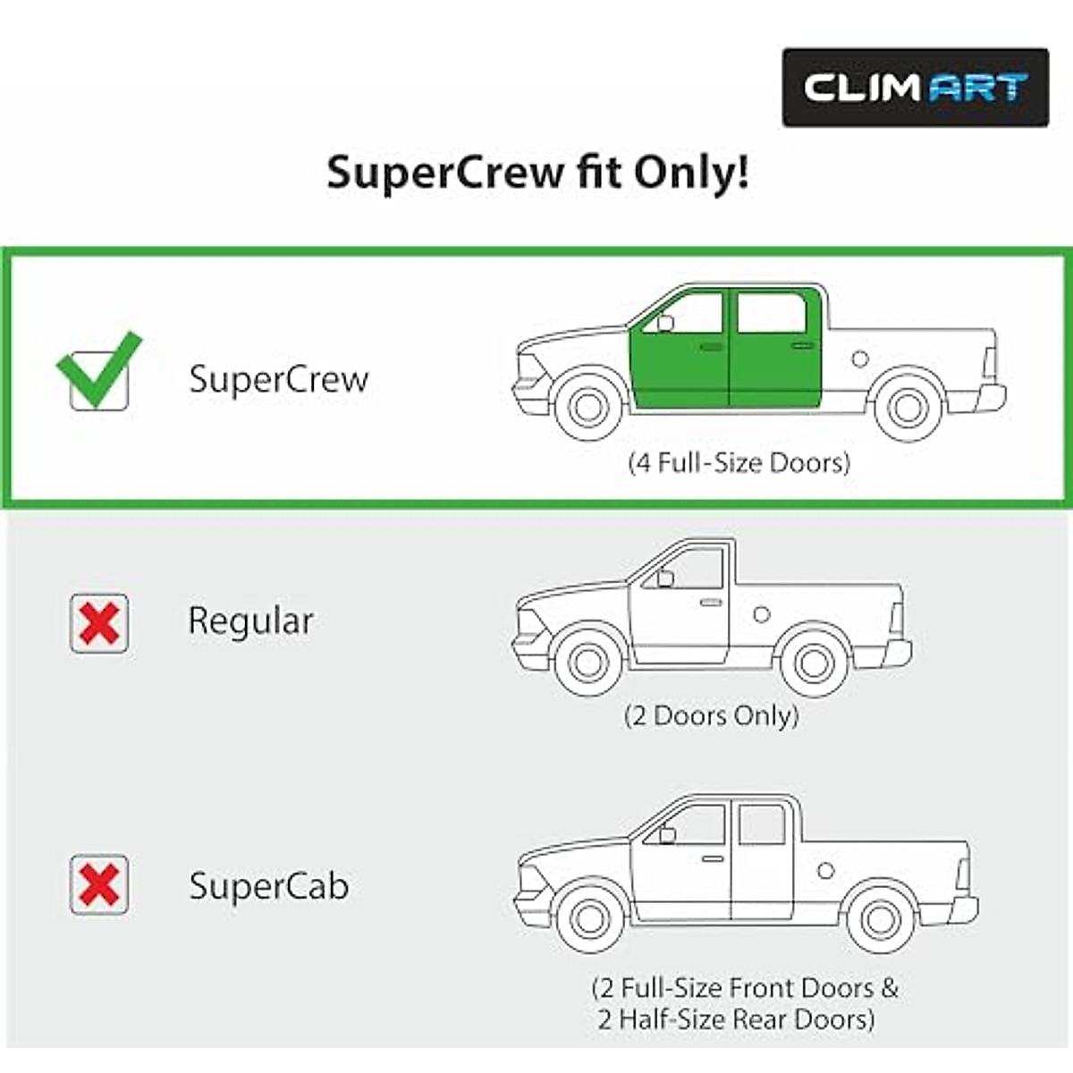 CLIM ART in-Channel Incredibly Durable Rain Guards for Ford F150 2009-2014 SuperCrew, Original Window Deflectors, Vent Deflector, Vent Window Visors, Dark Smoke Truck Accessories, 4 pcs. - 609010