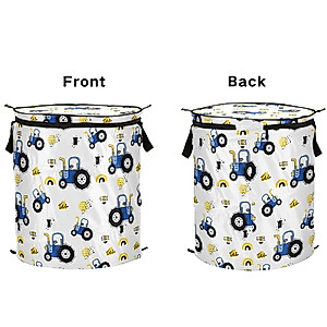 GuoChe Dirty Clothes Hamper Cute Farm Tractor Collapsible Laundry Basket With Sturdy Handle Waterproof Lid Solutions Decoracion for Nursery Baby Cloth