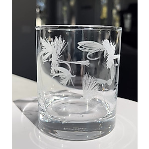 HullSpeed Designs Fly Fishing Engraved Rocks & Whiskey Glasses - Gift for Fisherman (Set of 2)