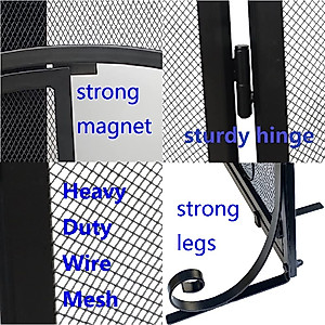 Black Fireplace Screen with Doors Fireplace Cover Screen Fireplace Screens Decorative Large Flat Guard Fire Screens Metal Mesh Wrought Iron Fire Place Panels Wood Burning Stove Accessories