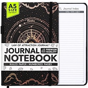Freedom Mastery Journal Notebook - Daily and Manifest Journal, Daily Journal for Women & Men, Ruled Paper, Numbered Pages, 100gsm Ivory White Paper, Notebook with Pen Holder