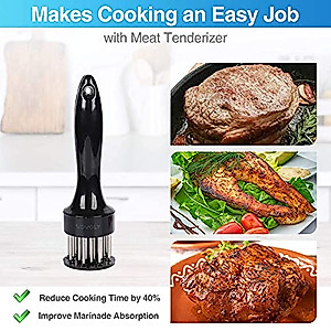Vovoly Meat Tenderizer Tool, Premium Meat Tenderizer, Stainless Steel 24 Sturdy & Sharp Needle, Easier-Use for Kitchen Cooking Tenderizing Steak Beef Poultry BBQ & Marinade than Meat Hammer Mallet.