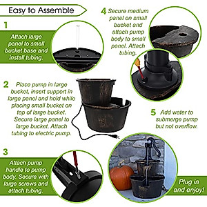 7Penn Patio Water Fountains Outdoor Waterfall Unit - Electric Pump 2 Tier Garden Fountain Outdoor Water Feature