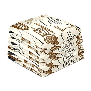 ALAZA Theme of Coffee and Coffee House Decorative Kitchen Dish Towels 1 Piece,Soft and Absorbent Kitchen Hand Towels Home Cleaning Towels Dishcloths,18 x 28 Inch