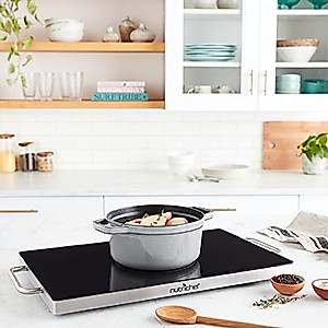NutriChef Stainless Warming Hot Plate - Keep Food Warm w/ Portable Electric Food Tray Dish Warmer w/ Black Glass Top, For Restaurant, Parties, Buffet Serving, Table or Countertop Use - AZPKWTR45,White