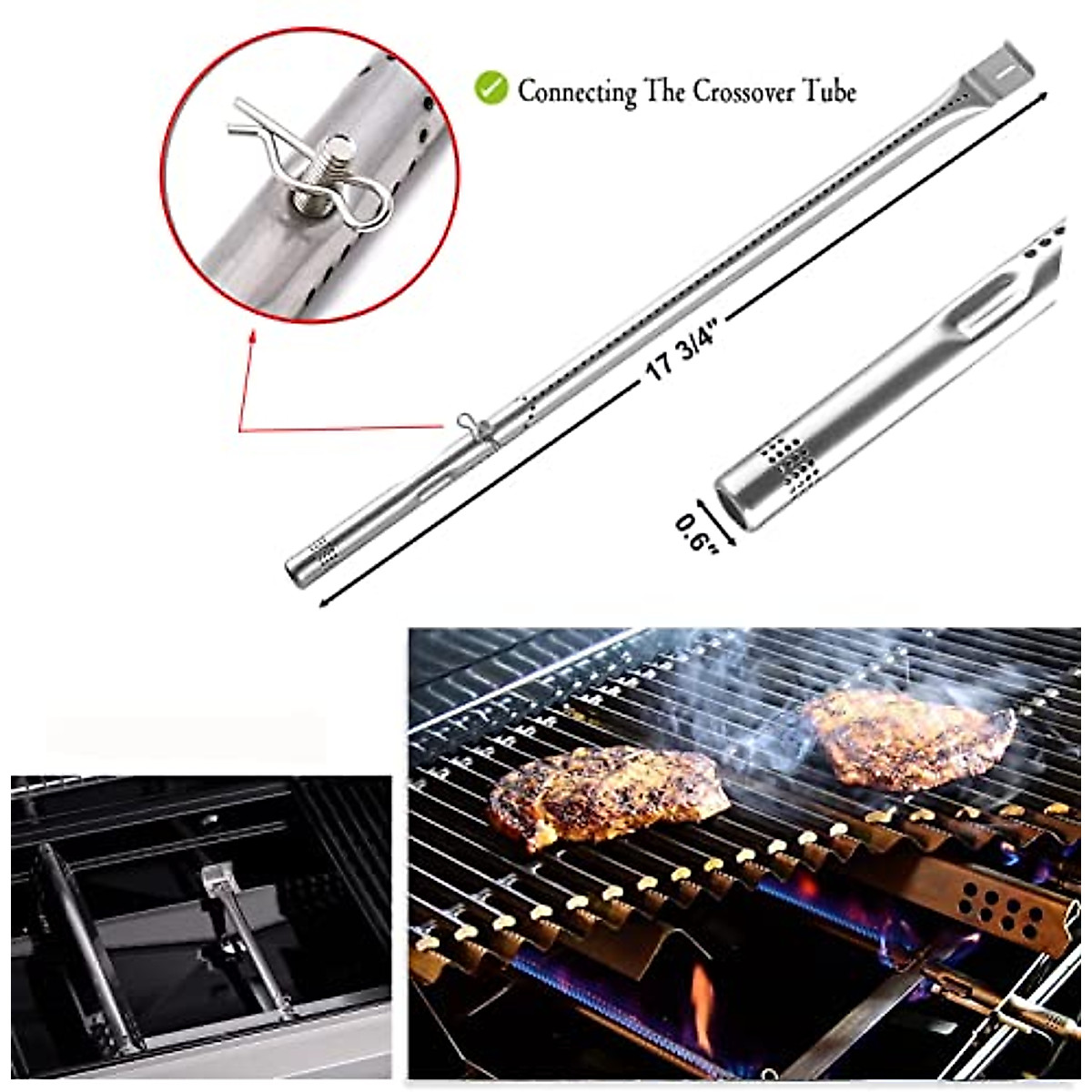 Grill Replacement Parts for Charbroil Performance 475 4 Burner 463347017 463361017 463673017 463376217 463342119 463376018P2 G470-0004-w1 Gas Grill,Heat Plates Burner Grills Adjustable Crossover Tube