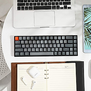 Keychron K6 68-Keys Wireless Mechanical Keyboard for Mac, 65% Compact, Bluetooth, Multitasking, Type-C Wired Gaming Keyboard for Windows Non-Backlit with Keychron Blue Switch