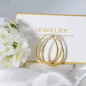 KISSPAT 14K Gold Oval Hoop Earrings for Women Hypoallergenic Sterling Silver Post Drop Dangle Oval Hoop Earrings