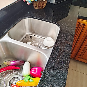 YORZSDI 304 Stainless Steel Sink Protectors for Kitchen Sink, 11-3/4" x 13-7/8" Sink Grid with Center Drain, Sink Rack for Bottom of Sink, Kitchen Sink Grid 2 pcs