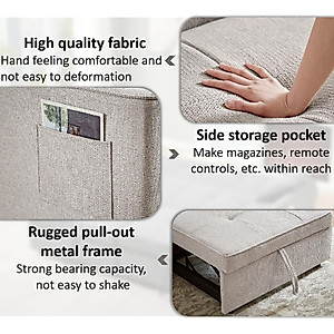 Gagawin Convertible Sleeper Sofa Bed, 4-in-1 Sleeper Couch with Dual Pull Out Bed & Adjustable Backrest, Chenille 3 Seaters Sectional Sleeper Sofa for Living Room, King Size, No.2-Beige