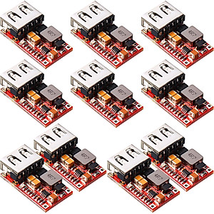 Weewooday 10 Pieces DC-DC Buck Voltage Regulator Module 6-24V 12V/24V to 5V 3A USB Charger Module Buck Converter Regulator