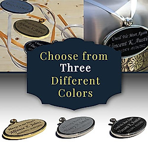 Gold Oval Engraved Pendant - Hanging Plate Medallion Plaque for urns That can’t be Engraved - Includes Smooth Satin Ribbon - Made in Brass - Black Engraving (Gold Tone)