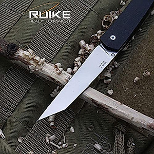 Ruike P865 Pocket Tactical Knife Folding knives 14c28n Stainless Steel Liner Lock Utility Camping Knife Survival 3.58inch Small Mini tool Knife EDC Tools Belt Clip for Men Gift