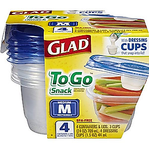 Glad Food Storage Containers - To Go Lunch Containers - 32 Ounce - 4 Containers