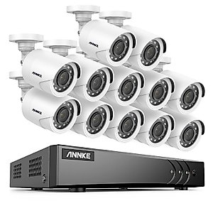 ANNKE 16CH 5MP Lite Security Camera System, H.265+ DVR Surveillance Video Recorder, 12x1080P IP66 Weatherproof Home CCTV Cameras, Easy Remote, Motion Alert, 85ft Night Vision, NO Hard Drive Included