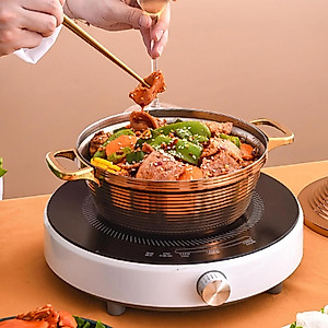 Hgjgwqh Moroccan Tagine Cooking Pot, 304 Stainless Steel Non Stick Tagine Pot with Cone-Shaped Closed Lid Large Moroccan Cooker Handmade Stovetop Pot,Gold,27cm