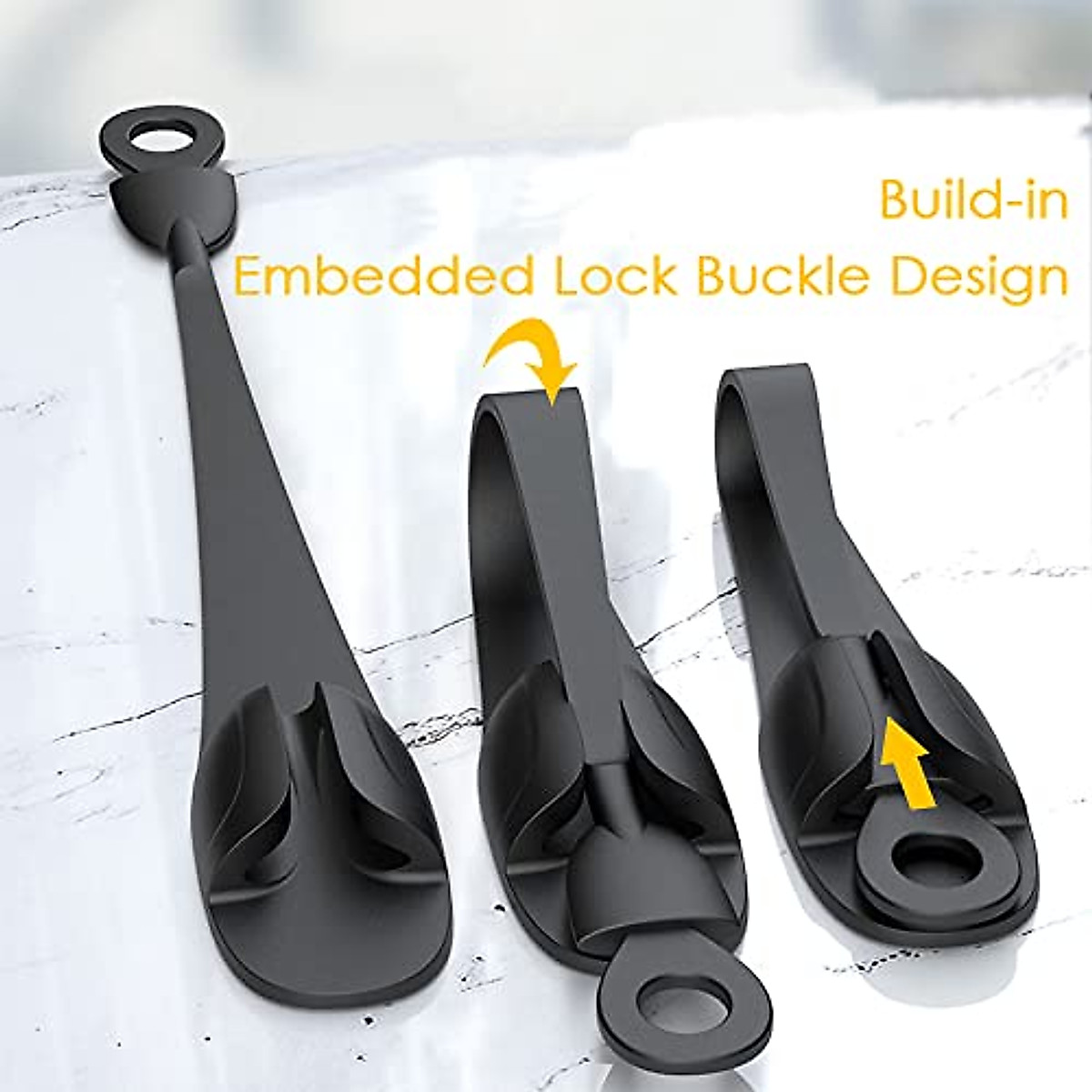 5 Pack Cord Organizer for Kitchen Appliances, Wire Tiday Wrapper Around for Cable Management, Appliance Cord Wrap for Stand Mixers Coffee Maker Pressure Cooker Blender and Fryer, Computer (Black)