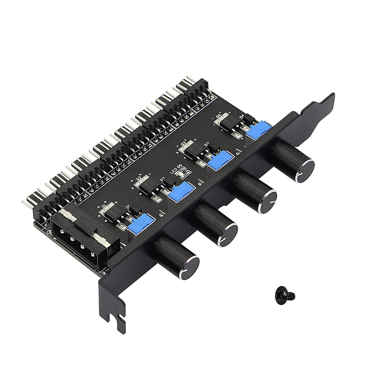 SinLoon 4 Knob Cooling Fan Speed Controller PC 8 Channels Fan Hub for CPU Case HDD VGA PWM Fan PCI Bracket 12V Fan Control- 4Pin Interface Power Supply ( 4 Pin 4Knob )
