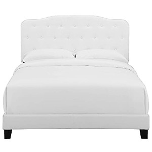 Modway Amelia Tufted Fabric Upholstered Twin Platform Bed in White