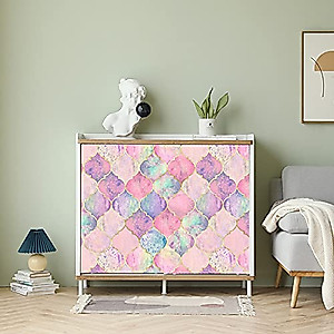 Blooming Wall DPY40 Peel and Stick Pink Multicolor Trellis Wallpaper Self-Adhesive Removable Wallpaper Wall Mural Wall Decor