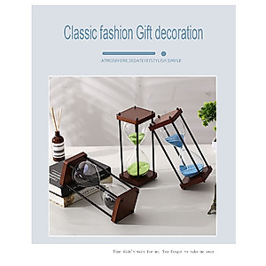 BAWAQAF Square Wood Bottom Glass Hourglass 60 Minutes Time Timer Interesting Home Ornaments Sandglass Kitchen Hour Meter Golden Sand Clock, Black