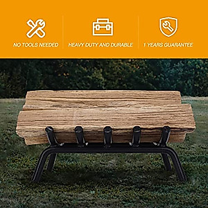 Fireplace Grate 14 Inch Solid Round Steel 3/4" Bar -Heavy Duty Wrought Cast Iron Indoor Outdoor Firewood Stove Log Holder Rack Wood Burning Fireplace Accessories, Camping, Chimney, Hearth Tools