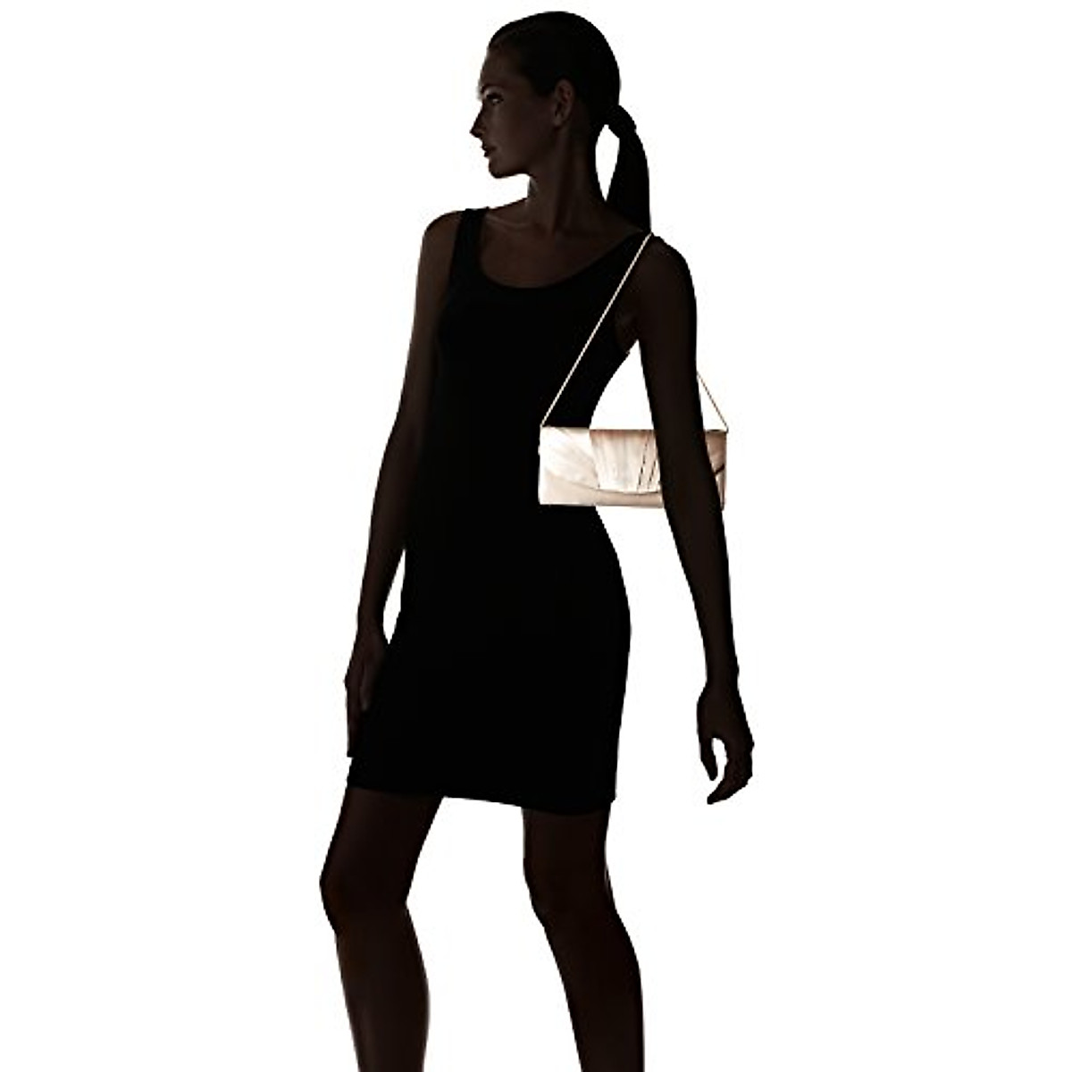 Jessica McClintock womens Angel Satin Tuxedo Flap Clutch Evening Handbag, Champagne, One Size US