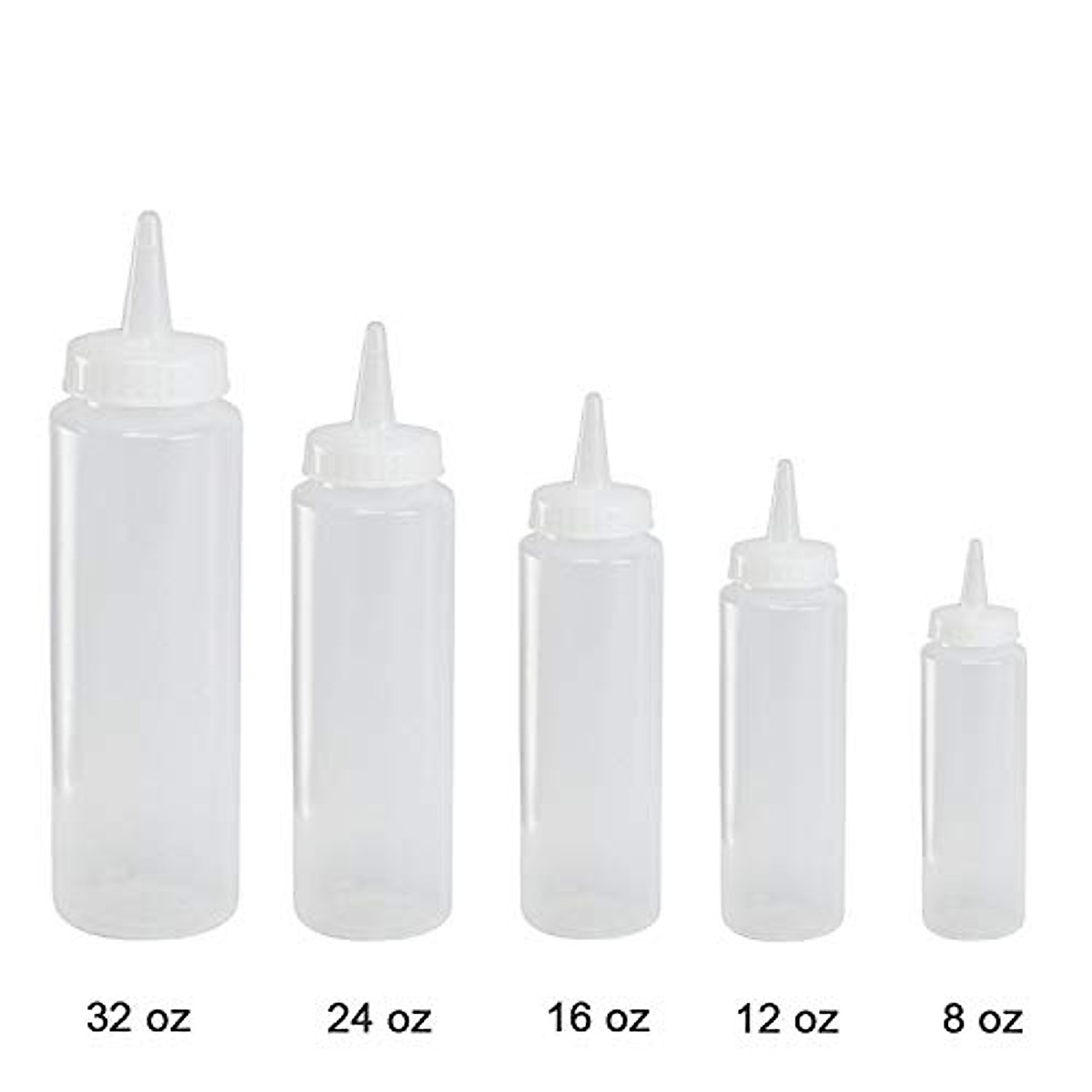 TigerChef Plastic Squeeze Bottle For Condiments Ketchup Mustard Dressing Sauces Pancake Batter Waffle Mix (12 Pack, 16 Oz Squeeze Bottles)