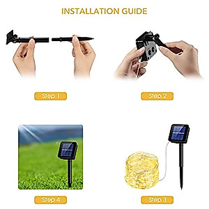 Solar String Lights Outdoor, 33Ft 100LEDs Solar Fairy Lights with 8 Lighting Modes Waterproof Decorative Copper Wire Lights for Christmas Patio Party Garden Gate Yard Wedding (Warm White, 2Pack)